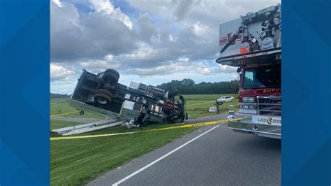 Tree Trimming Truck Overturns In Suffolk 1 Taken To Hospital