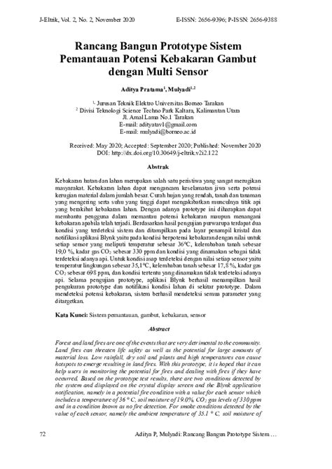 Pdf Rancang Bangun Prototype Sistem Pemantauan Potensi Kebakaran