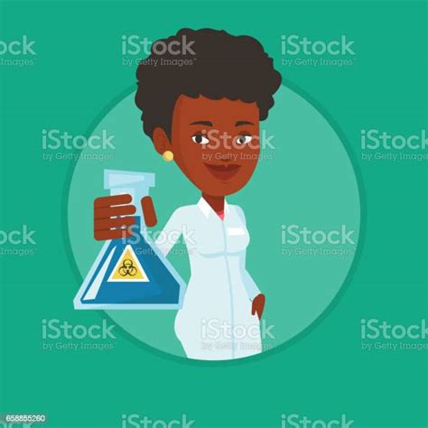Ilustración De Frasco De Explotación Científico Con Signo De Riesgo