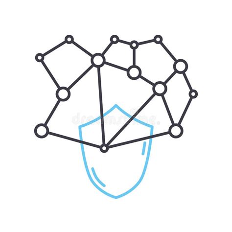 Network Shield Line Icon Outline Symbol Vector Illustration Concept