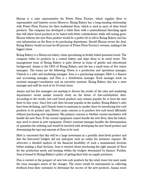 classroom exercise for discussion pdf bakery breads