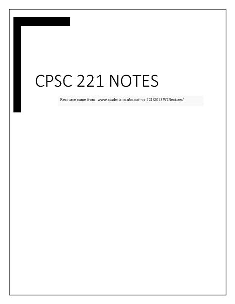 Cpsc Notes For The Class Resource Came From Students Cs Ubc Cs W Lectures Cpsc