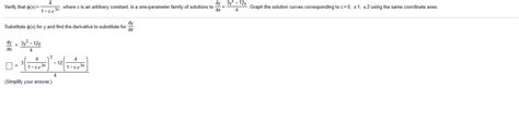Solved Verify That Where C Is An Arbitrary Constant Is