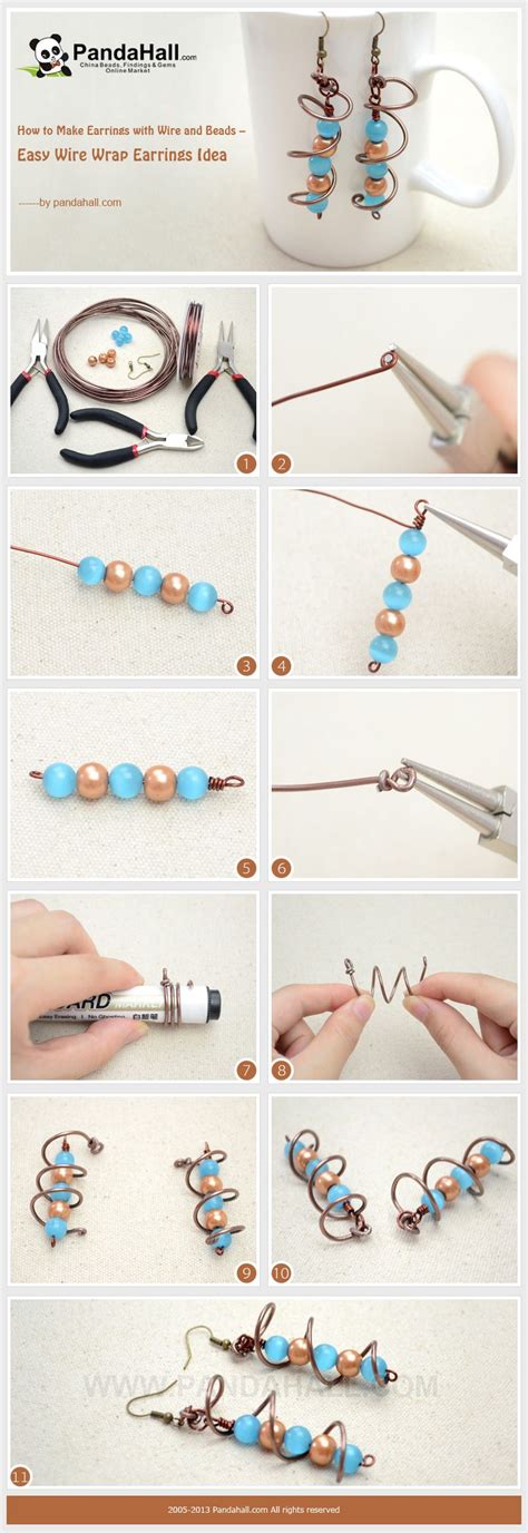 How To Make Earrings With Wire And Beads Easy Wire Wrap Earrings Idea