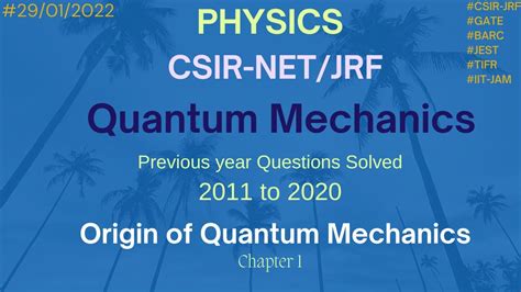 CSIR NET JRF Previous Year Solved Questions Physical Sciences Quantum Mechanics Part YouTube