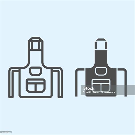 앞치마 선과 단색 아이콘입니다 포켓 밥솥 의류 의류 홈 스타일의 부엌 벡터 디자인 개념 흰색 배경에 윤곽 스타일 그림 웹 및