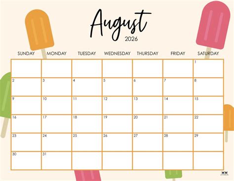 August 2026 Calendars 123 Free Printables Printabulk