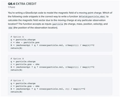 Solved Q83 Extra Credit 1 Point Youre Writing A Glowscript