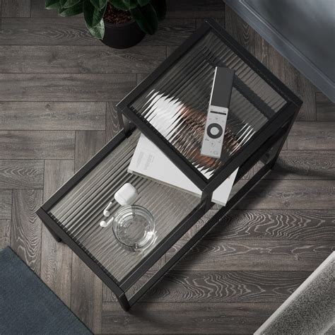 Dunelm Stannis Sofa Side Table Black Ribbed Glass Black Shopstyle