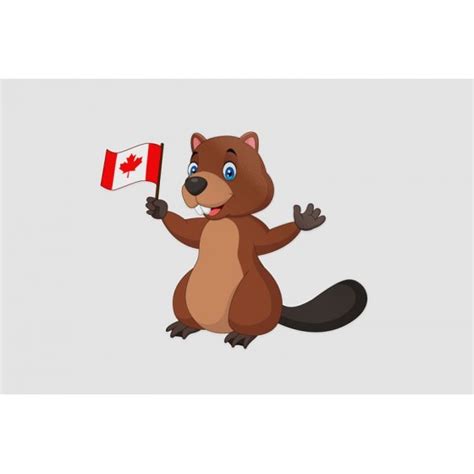 Beaver Holding Canadian Flag Sticker Decalshouse