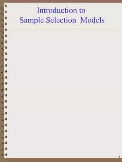 Ppt Introduction To Sample Selection Models Powerpoint Presentation