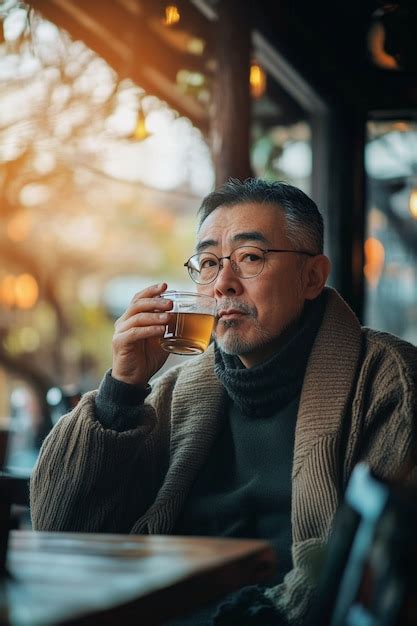Portrait Of Man Drinking Tea Ai Generated Image