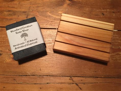 Natural Activated Charcoal Soap Bar Plus Cedar Soap Saver Etsy
