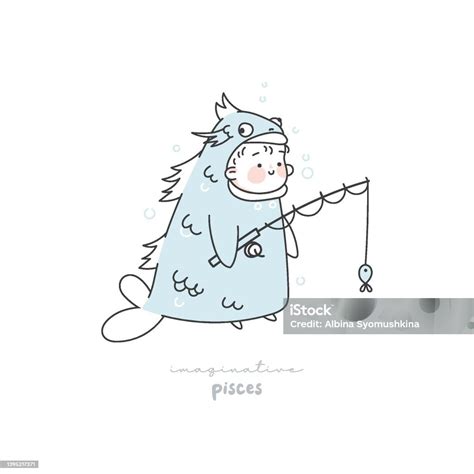 Illustrazione Del Segno Zodiacale Dei Pesci Carattere Del Simbolo