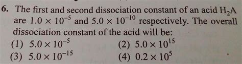 Answered 6 The First And Second Dissociation Constant Of An Acid H A