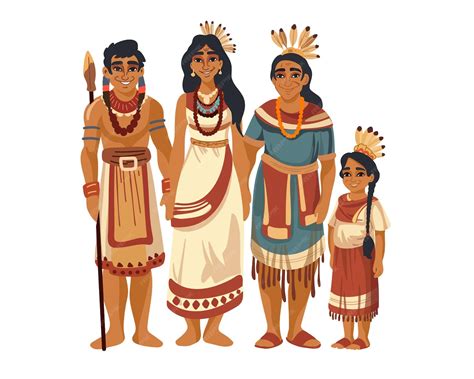 Premium Vector Native American Indians In Traditional Clothes Vector