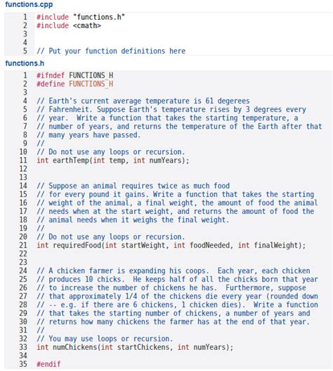Solved You Will Define The Functions In Functions Cpp You