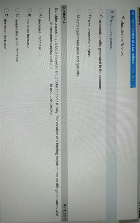 Solved Quejliui опрос The Excess Burden Of A Tax Reflects A