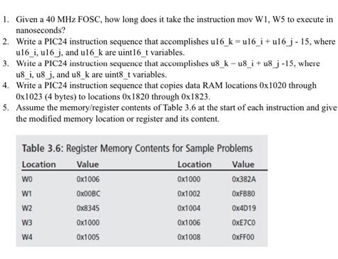 Solved 1 Given A 40mhz Fosc How Long Does It Take The