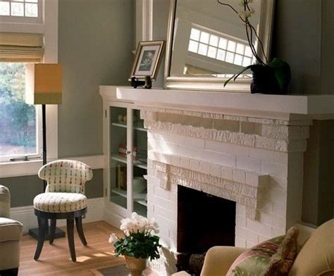 Valspar S Hot Springs Benjamin Moore La Paloma Grey Painted Brick Fireplace Brick