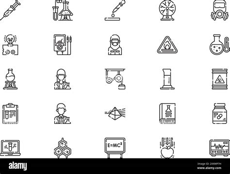 Science Research Icons Collection Is A Vector Illustration With Editable Stroke Stock Vector