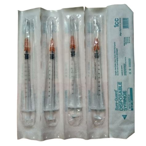 Indoplas Sure Guard Disposable Syringe With Needle Luer Lock Tip 1cc