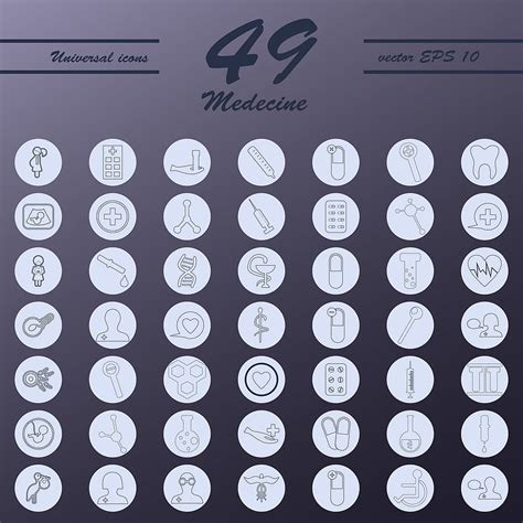 의학 및 건강 관리 얇은 아이콘 벡터 세트 Eps Ai Uidownload