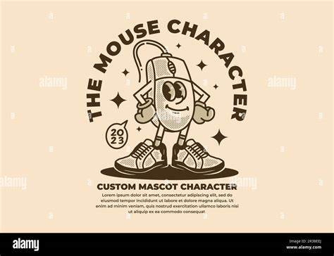 Vintage Mascot Character Design Of Computer Mouse Stock Vector Image