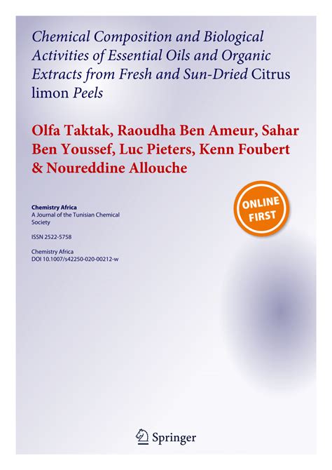 Pdf Chemical Composition And Biological Activities Of Essential Oils