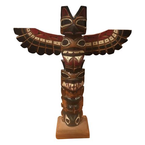 Nuu Chah Nulth Northwest Coast Hand Carved Wood Totem Pole By Ray