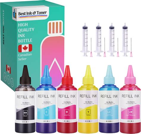 6 Pack Best Ink Refill Kit Universal Dye Ink For Use As Refill Kit For