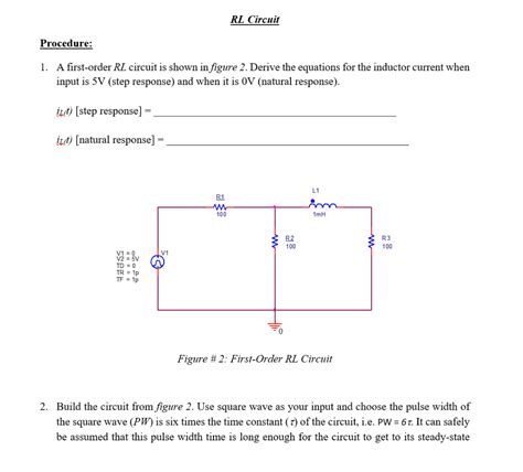 Solved RL Circuit Procedure A First Order RL Circuit Is Chegg
