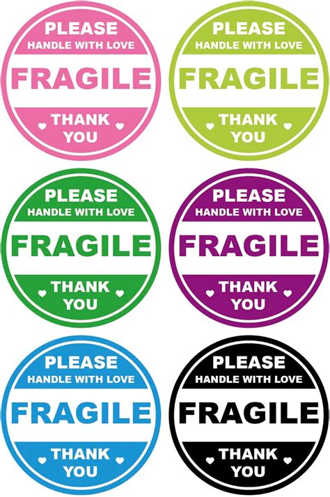2 Inch 300 Pcs 6 Color Fragile Stickers For Shipping Please