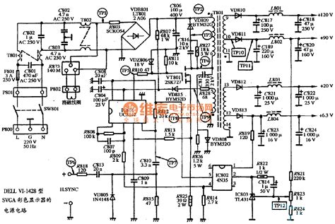 The Power Supply Circuit Diagram Of DELL VI 1428 Type SVGA Color
