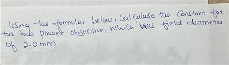 Solved Using ﻿the Formular Below Calculate The Constant