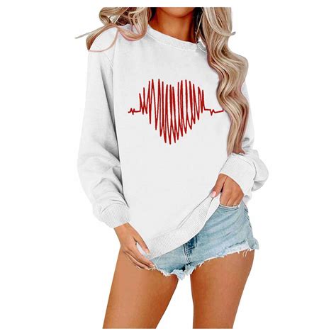 Women Plaid Love Heart Graphic Sweatshirt Happy Valentines Day