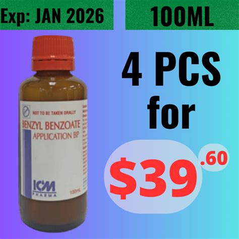 Benzyl Benzoate 25 Emulsion 100ml Scabies Pediculosis Lice Shopee