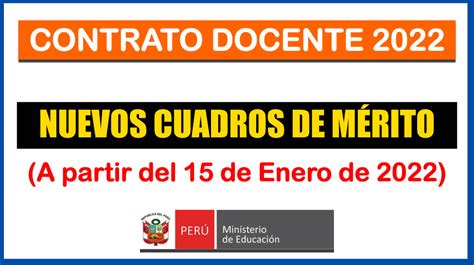 Contrato Docente 2022 Nuevos Cuadros De Mérito Serán Publicados A