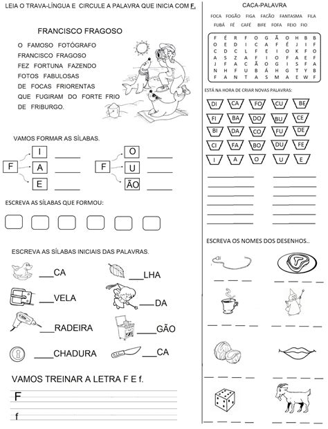 Atividade Da Consoante F G T Atividades Escolares
