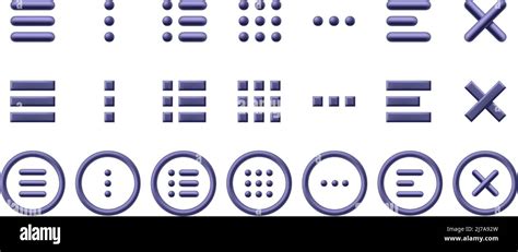 Burger Menu Icon Minimal Hamburger Grid And Close X Symbol 3D
