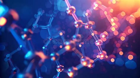 Abstract Molecular Structure With Glowing Connections And Bokeh Effect On A Dark Background