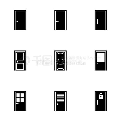黑色免抠元素 黑色简约风格门图标集 黑色简约风格门图标集图片免费下载 5156218616 千图网pro