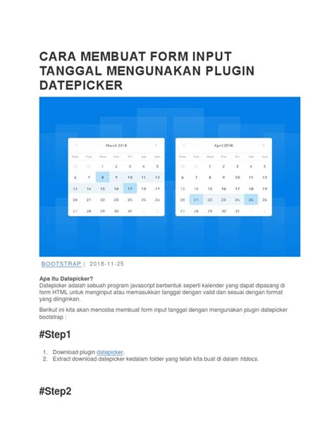 Cara Membuat Form Input Tanggal Mengunakan Plugin Datepicker Pdf