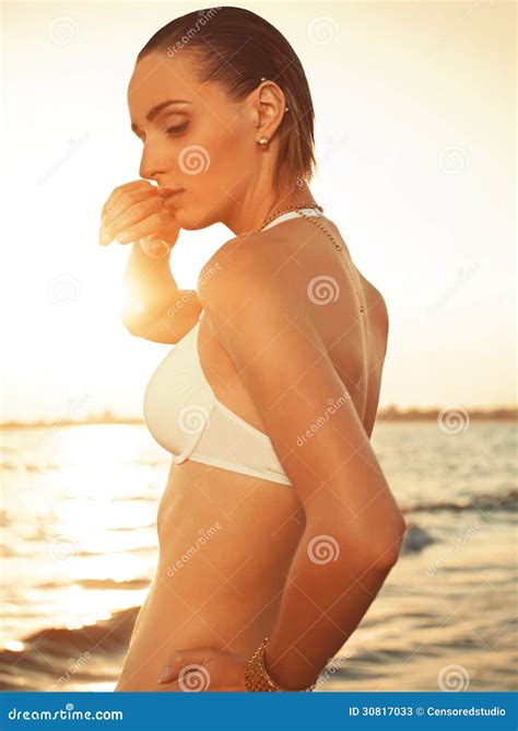 Girl Standing In The Sea Stock Image Image Of People 30817033