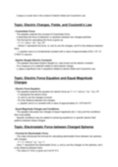 SOLUTION Plus Physics Chapter Electric Charges And Fields Summarised Notes Studypool