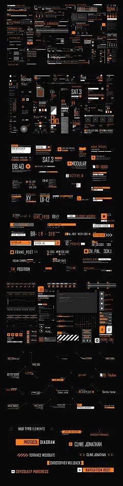 Hud Typography 5大数据可视化后台界面ui科技科幻未来线条描边黑色深色hud 花瓣网