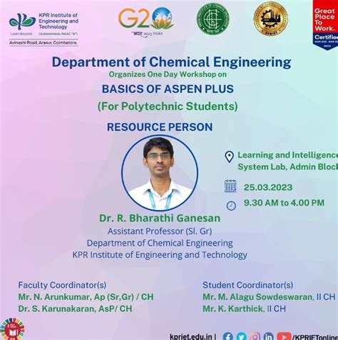 Basics Of Aspen Plus Kpr Institute Engineering And Technology Autonomous Engineering