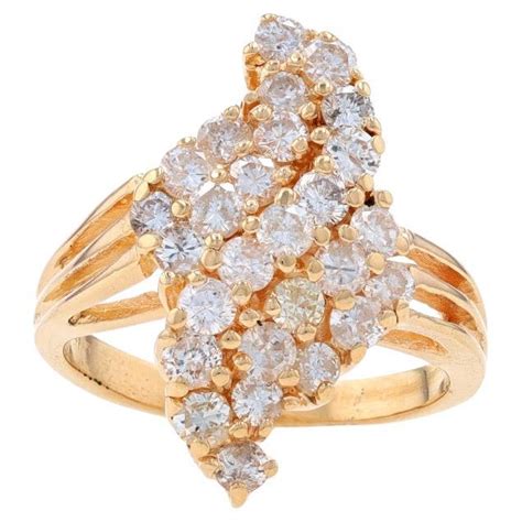Yellow Gold Diamond Cluster Cocktail Band 18k Round Brilliant 200ctw