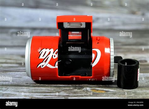 Giza Egypt August 19 2023 Coca Cola Reusable Film Camera Build In