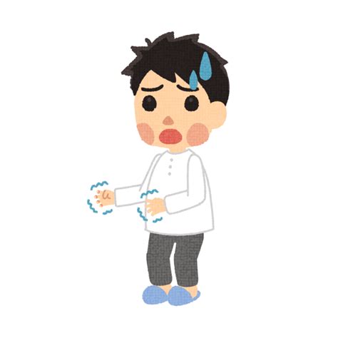 手の指で丸薬を丸めるように震える男性『ピル・ローリング』（パーキンソン病） イラストワールド 〜無料で使えるフリーイラスト素材〜